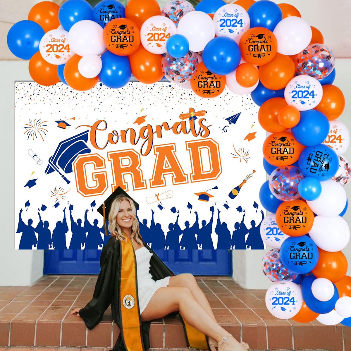 White And Orange Color Graduation Party Supplies Party City Class Of