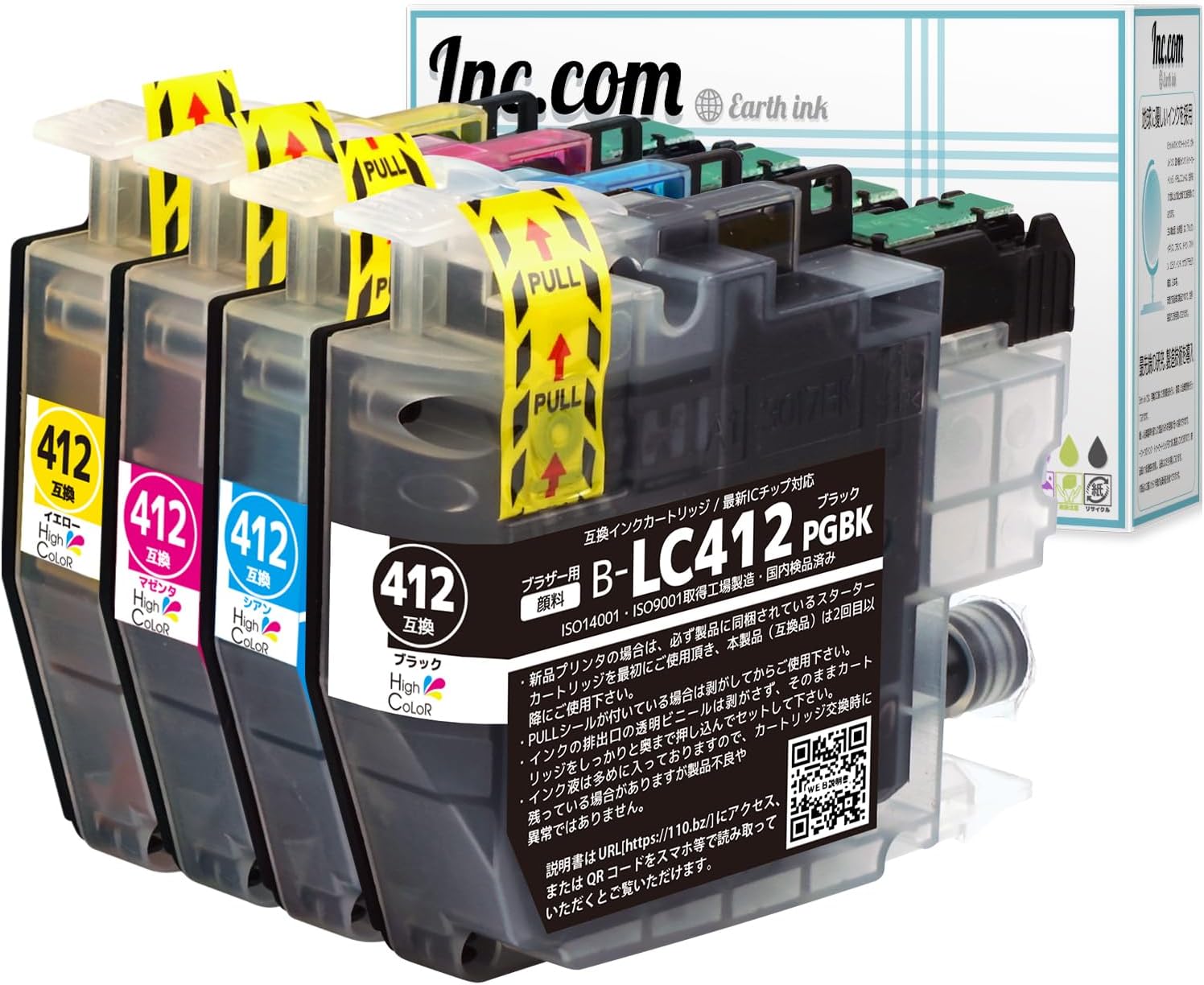 Amazon.co.jp: Earth ink ブラザー インク lc412 4色セット brother用 LC412-4PK 互換インク ...