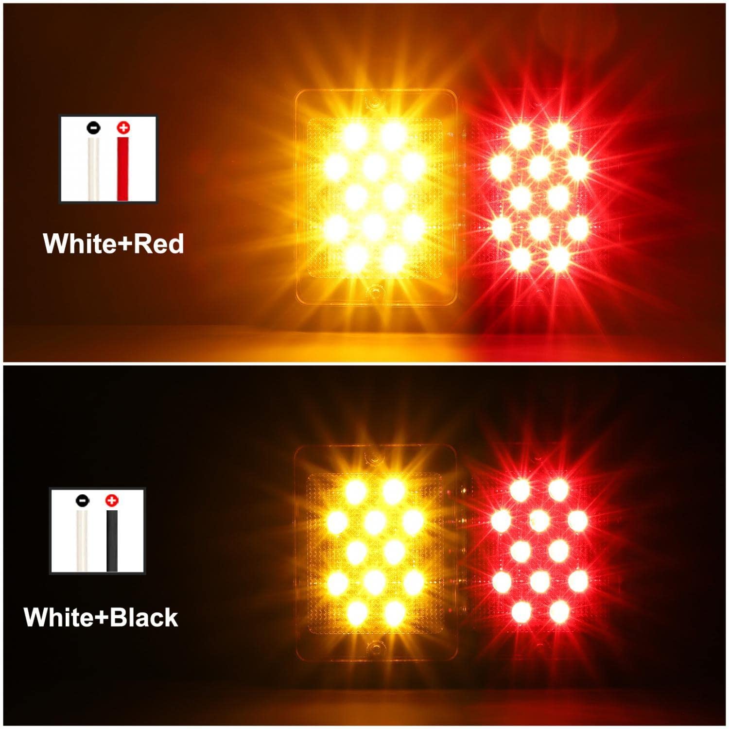 Snapklik.com : 2Pcs Double Led Trailer Tail Lights Horizontal Mount ...