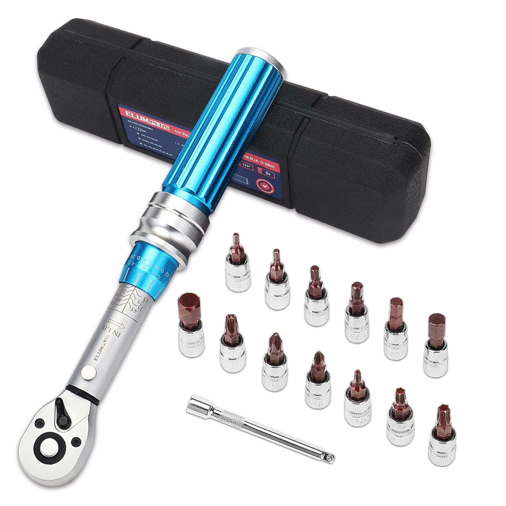 ELUMPLUS 1/4 Torque Wrench Set 10-50 IN.LB (1-6NM) | Click Torque ...
