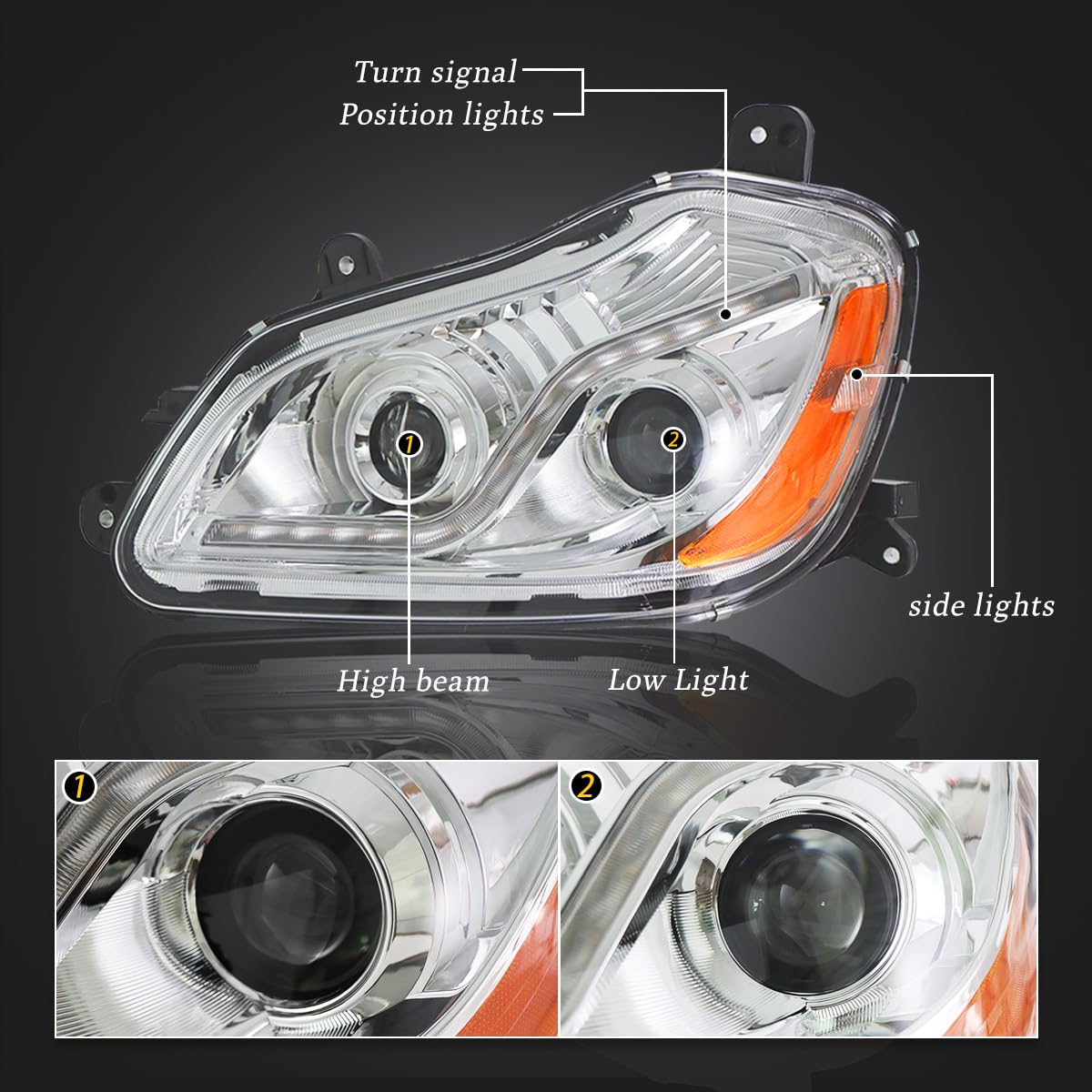 Snapklik.com : Pair Headlights Assembly For Kenworth T680 2013-2021 LED ...