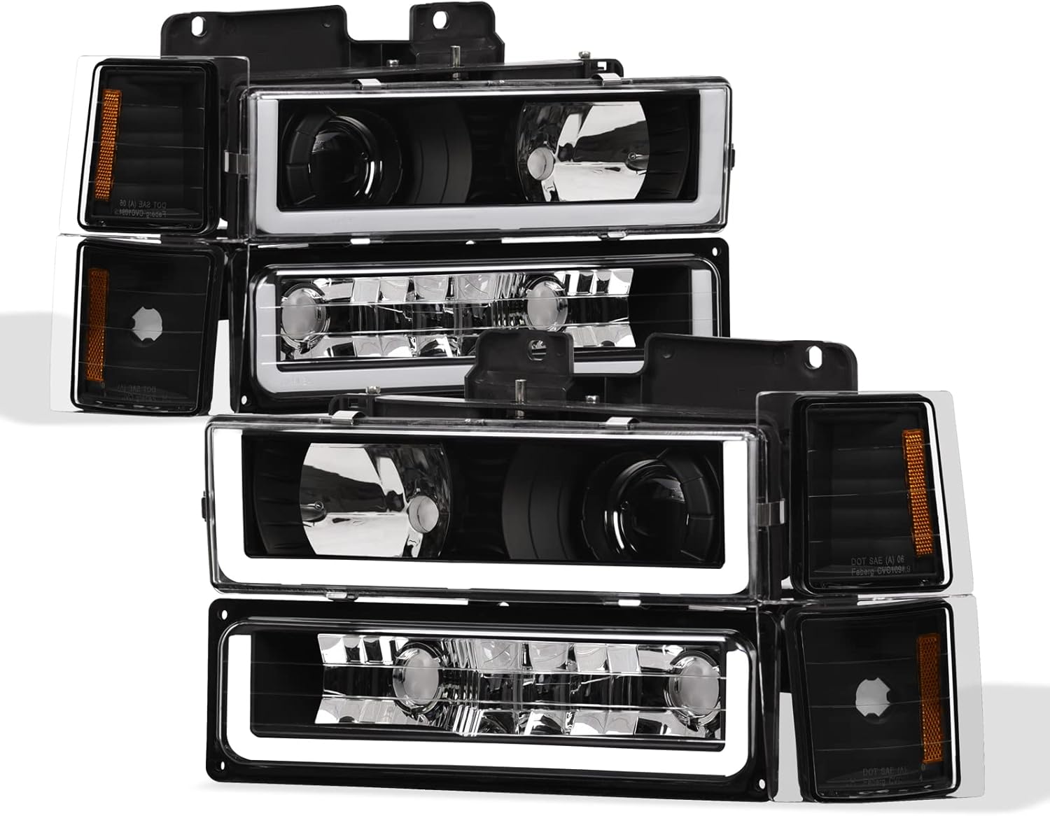 Amazon.com: DRL LED Strip Tube Bar Black Housing Projector Headlights ...