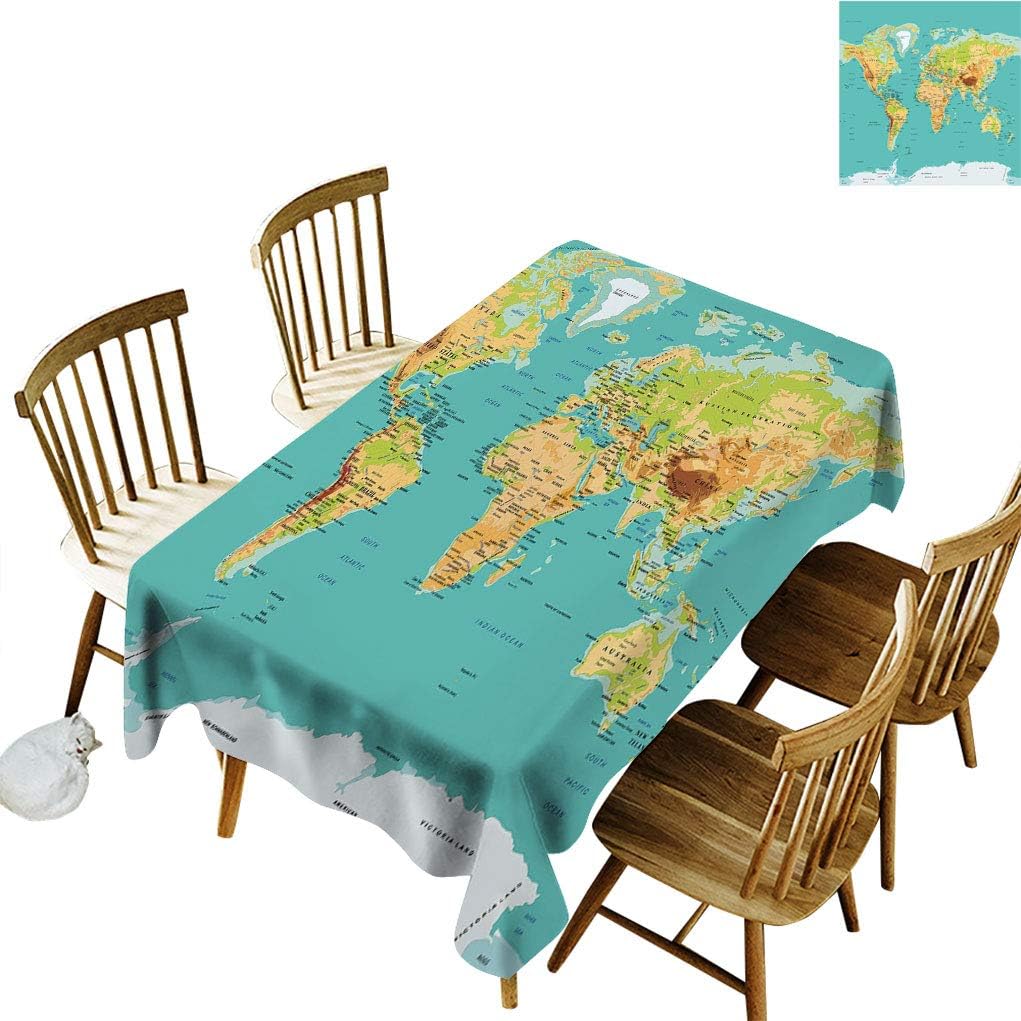 Amazon.com: Amazing Map Rectangle Fabric Tablecloth, Map of The World ...