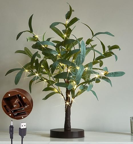 Amazon.com: LITBLOOM Lighted Tabletop Olive Tree 18IN 50 LED Fairy ...