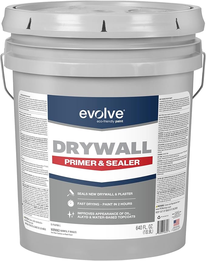 EVOLVE Drywall Primer & Sealer, 5 Gallon – Professional Fast-Dry ...