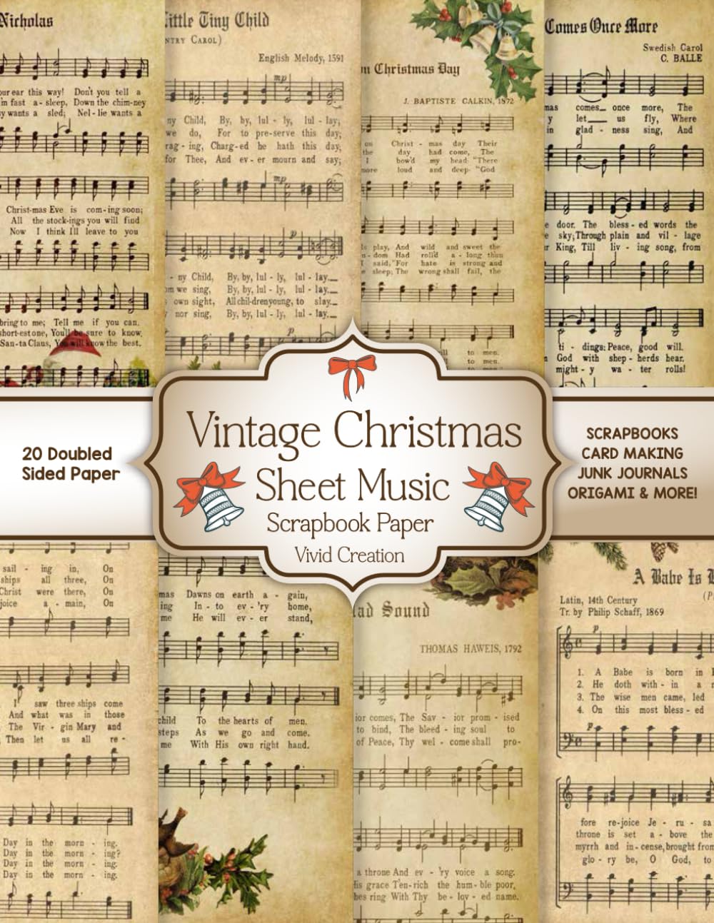 Vintage Christmas Sheet Music Scrapbook Paper: Christmas-themed ...