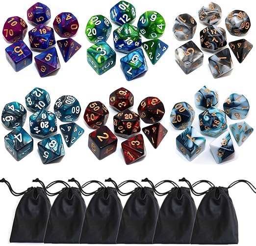 Amazon.com: DND Dice Set, 6Pack 7 Die Polyhedral D&D Dice Sets with D20 ...