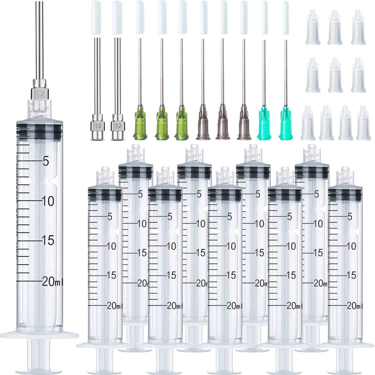 Amazon.com: Injection Syringe 20ml Blunt tip Syringes Luer Lock 12Ga ...