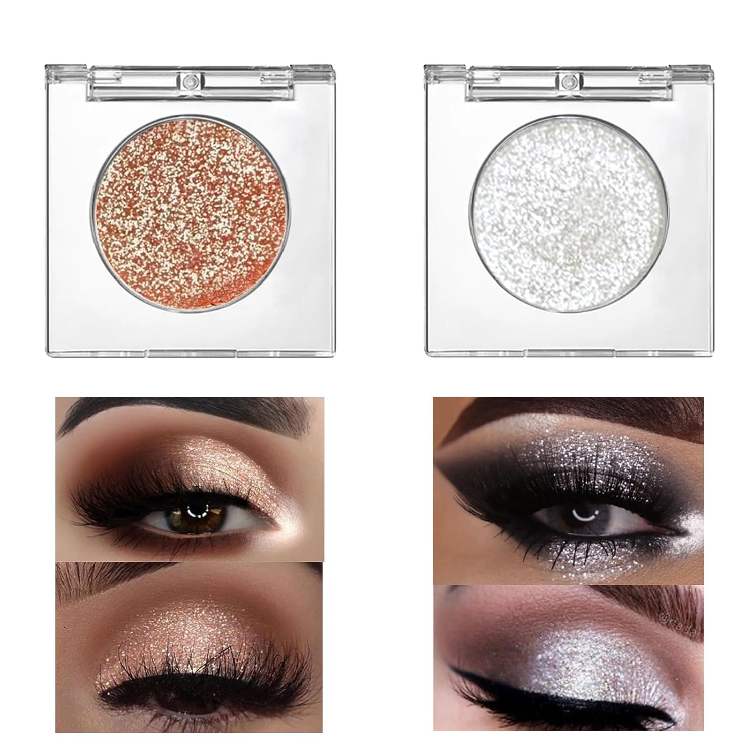 Amazon.com : VOTACOS 2 Pcs Silver & Champagne Gold Brown Glitter ...