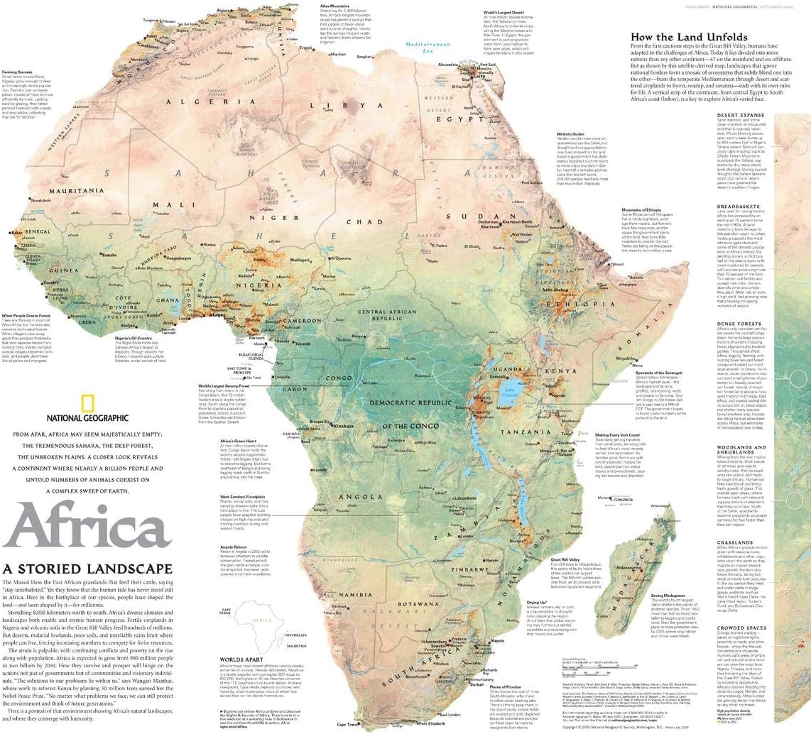 Amazon.com : National Geographic: Africa Wall Map, A Storied Landscape ...