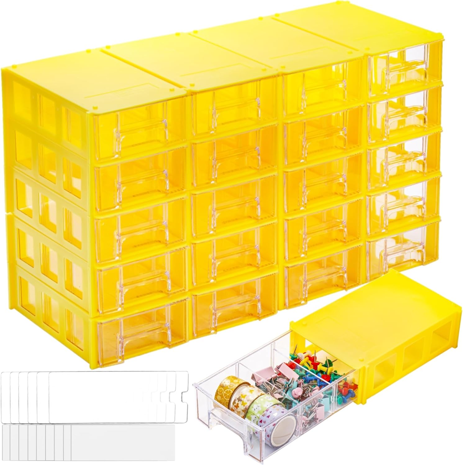 Amazon.com: Goaste 20 Pack Drawer Stacking Storage Cabinet, Plastic ...