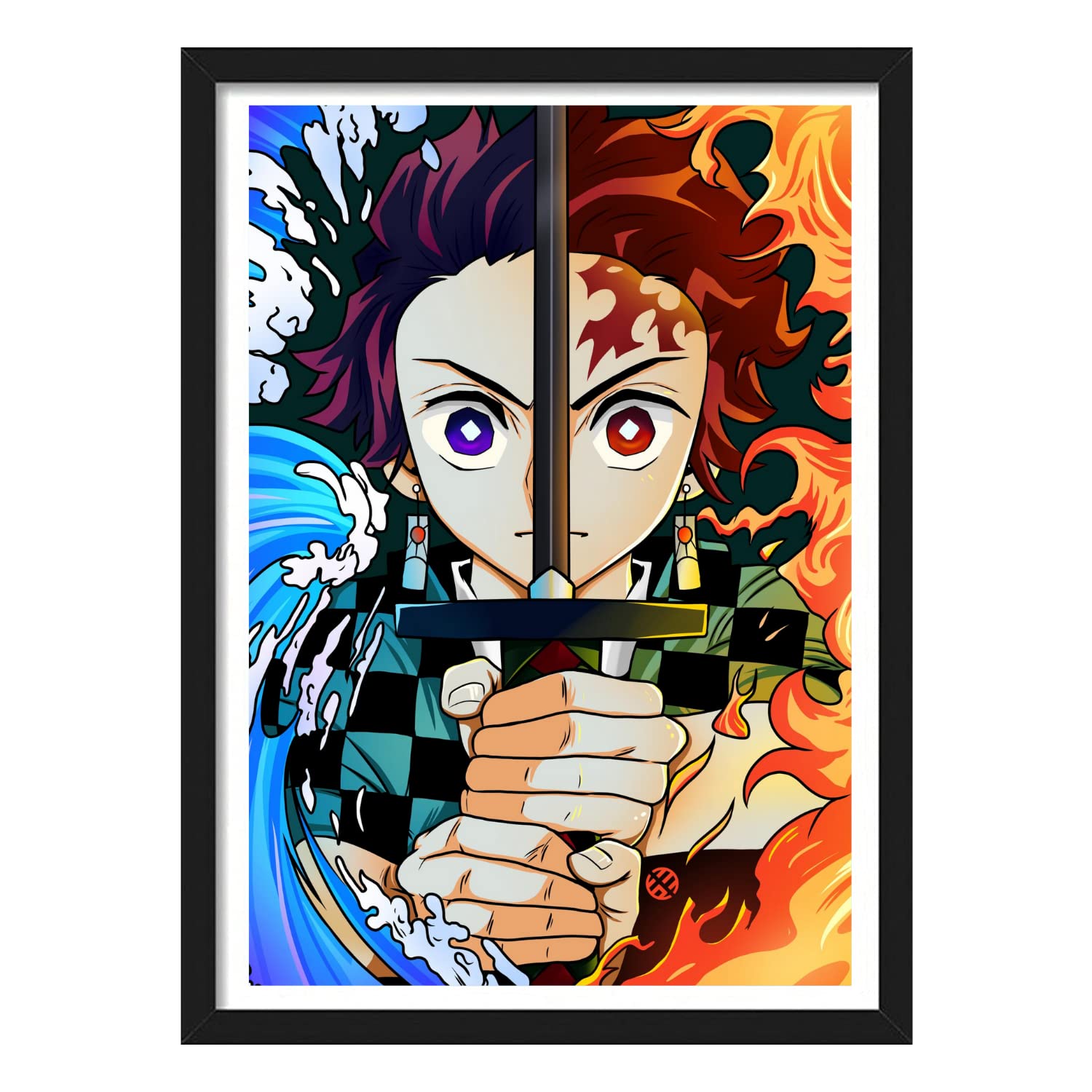 Yourcanvas Tanjiro Kamado Water And Flame Breathing Demon Slayer Framed ...