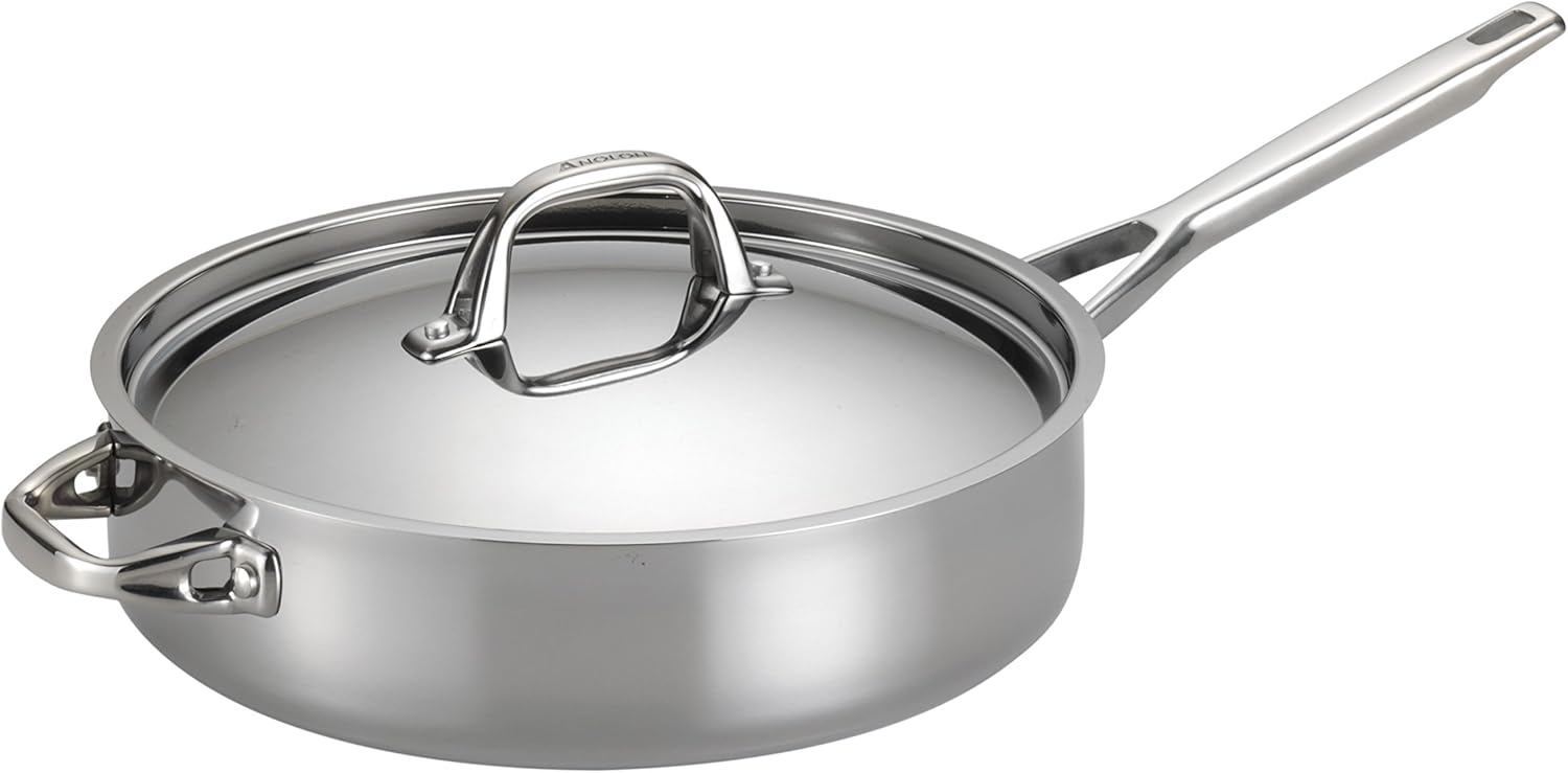 Amazon.com: Anolon Triply Clad Stainless Steel Saute Pan / Frying Pan ...