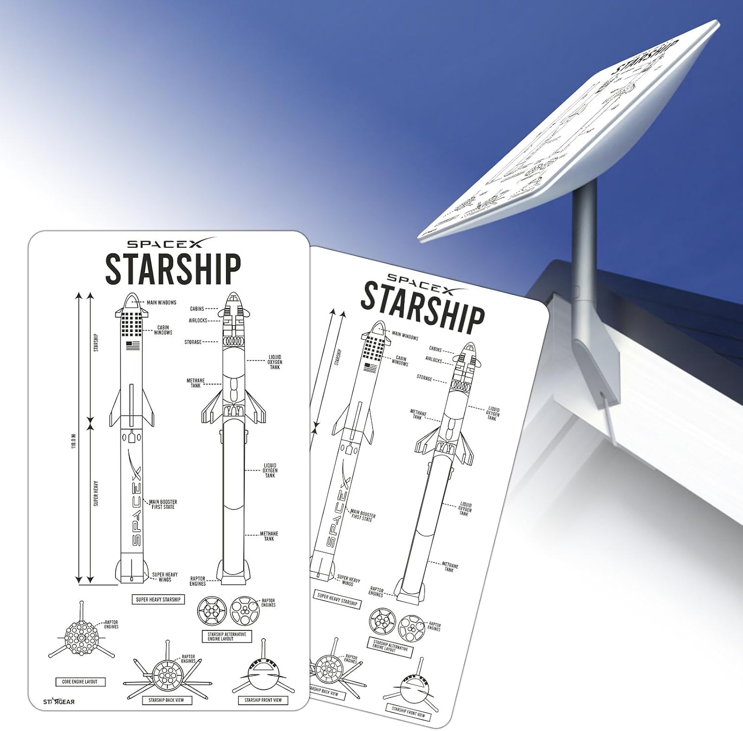 Amazon.com: Klutchtech 2 PCS Starlink Sticker SpaceX Starship Blueprint ...