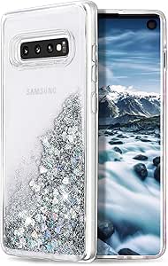 for Galaxy S10 Case,WORLDMOM Double Layer Design Bling Flowing Liquid Floating Sparkle Colorful ...