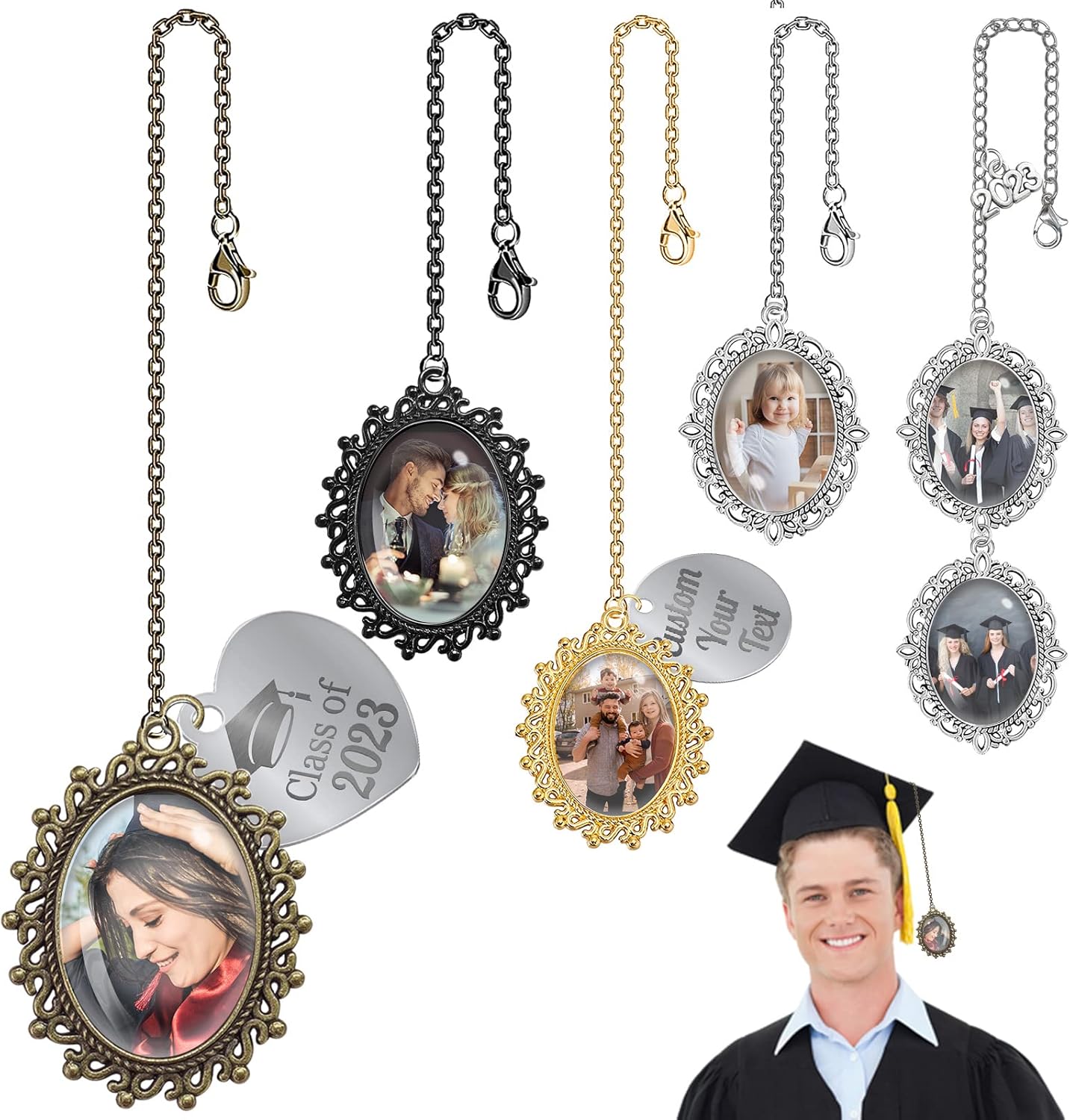 Amazon.com: Custom Graduation Tassel Charm Memorial Photo Personalized ...