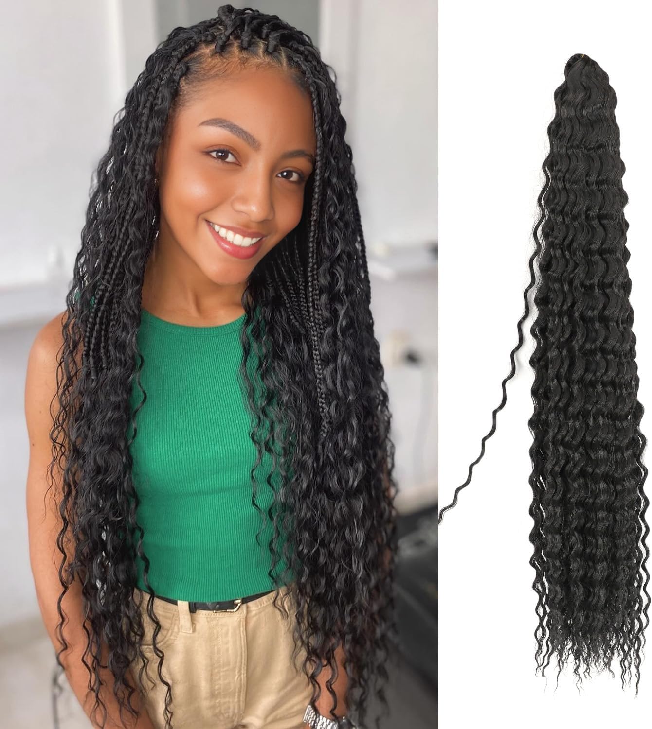 Amazon.com : BLL Curly Braiding Hair For Boho Braids Ocean Wave Crochet ...