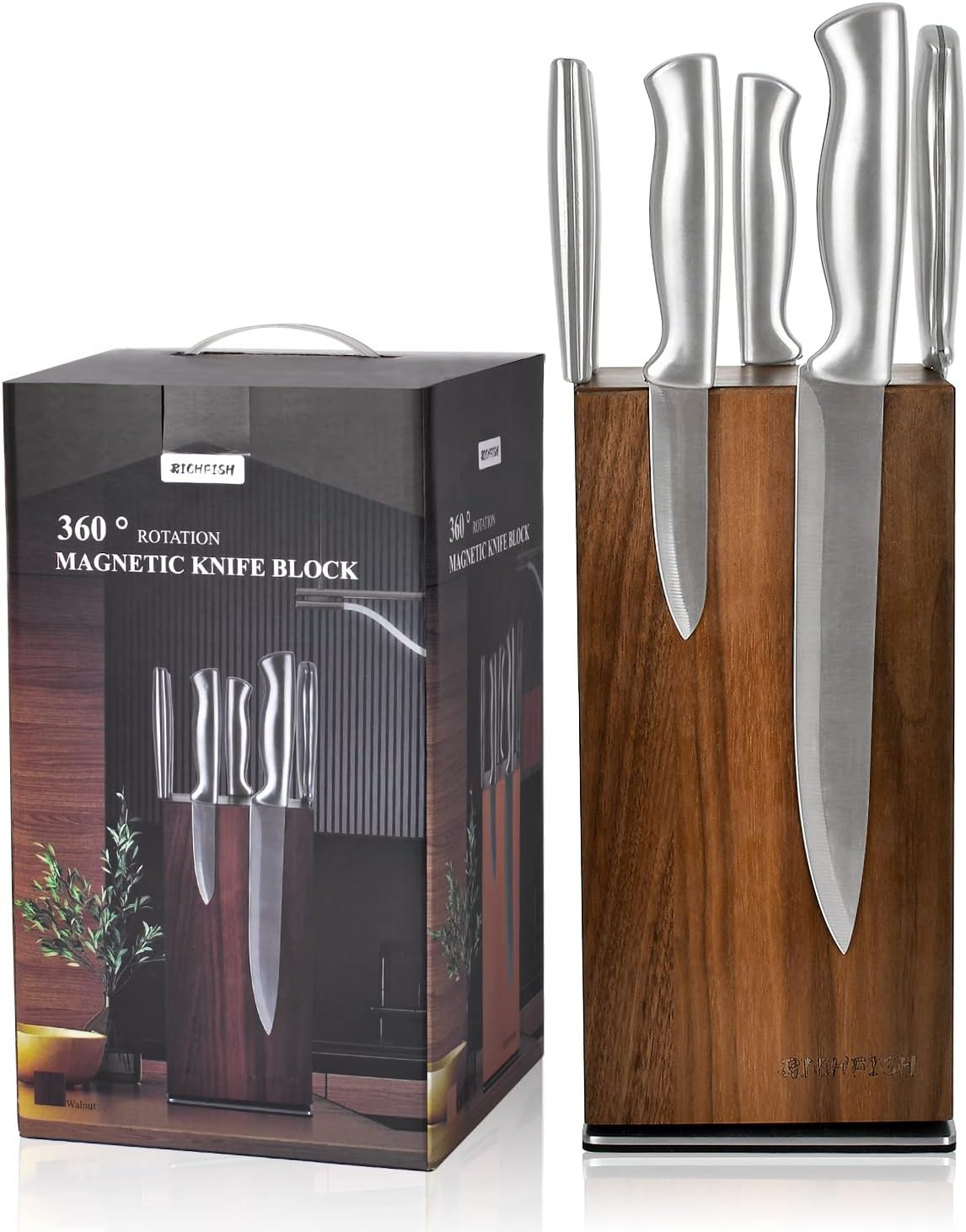 Amazon.com: Magnetic Knife Block 360° Rotatable Knife Holder Magnetic ...