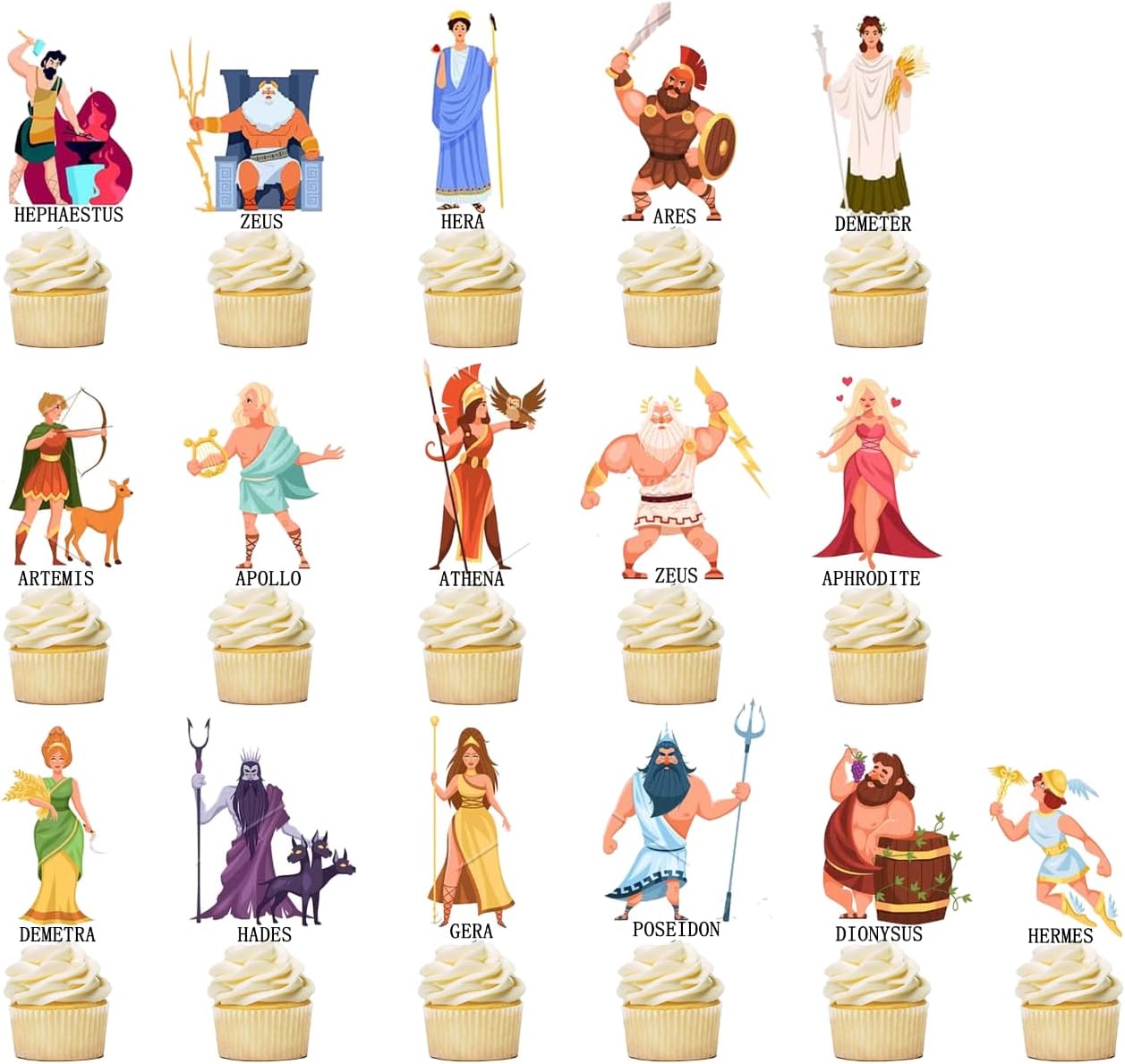 Amazon.com: Greek Gods Cupcake Toppers 48PCS Greek Mythology Cake ...