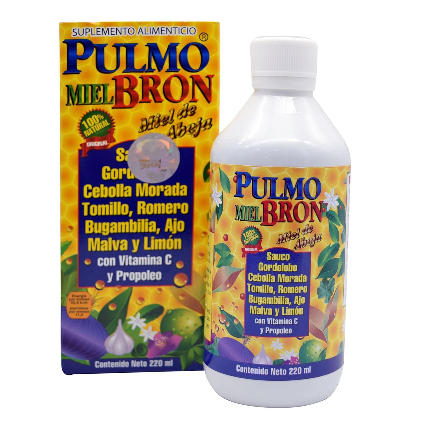 Amazon.com: Jarabe Pulmobron Miel de abeja con vitamina C y Propoleo ...