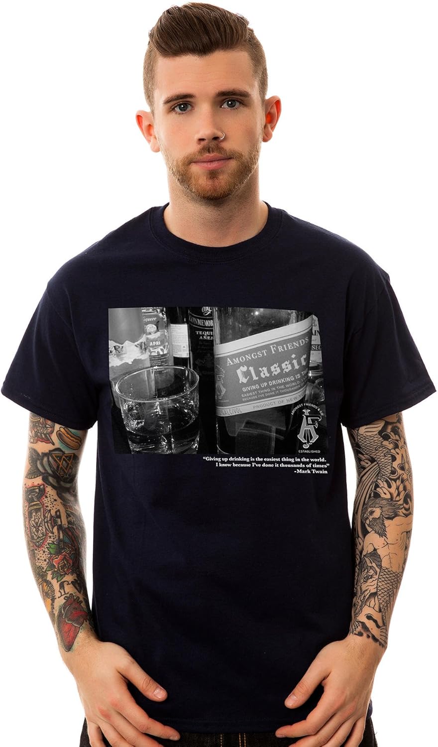Amongst Friends Men's Classic Label Tee Extra Large Navy | Amazon.com