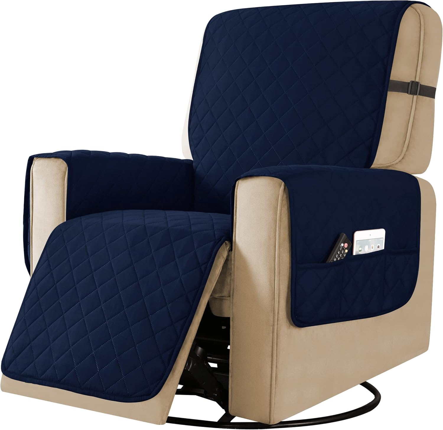 SUBRTEX Housse de fauteuil inclinable réversible et lavable avec sangle ...