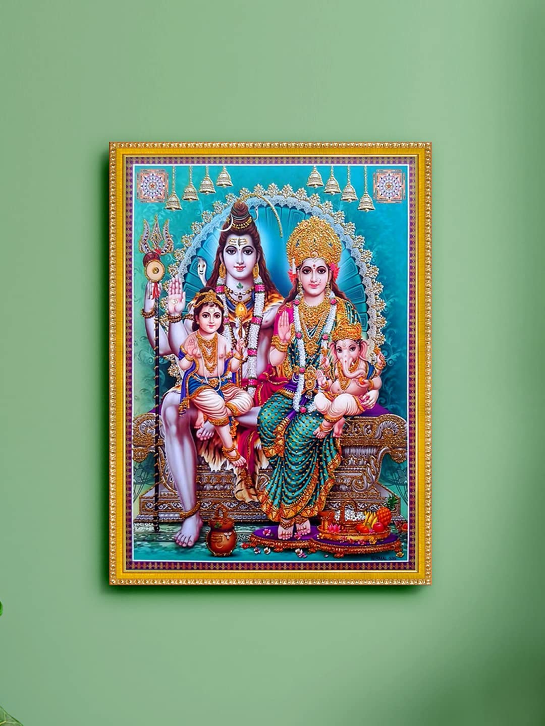 999store Lord Shiva Parivar Photo Painting With Photo Frame Temple ...