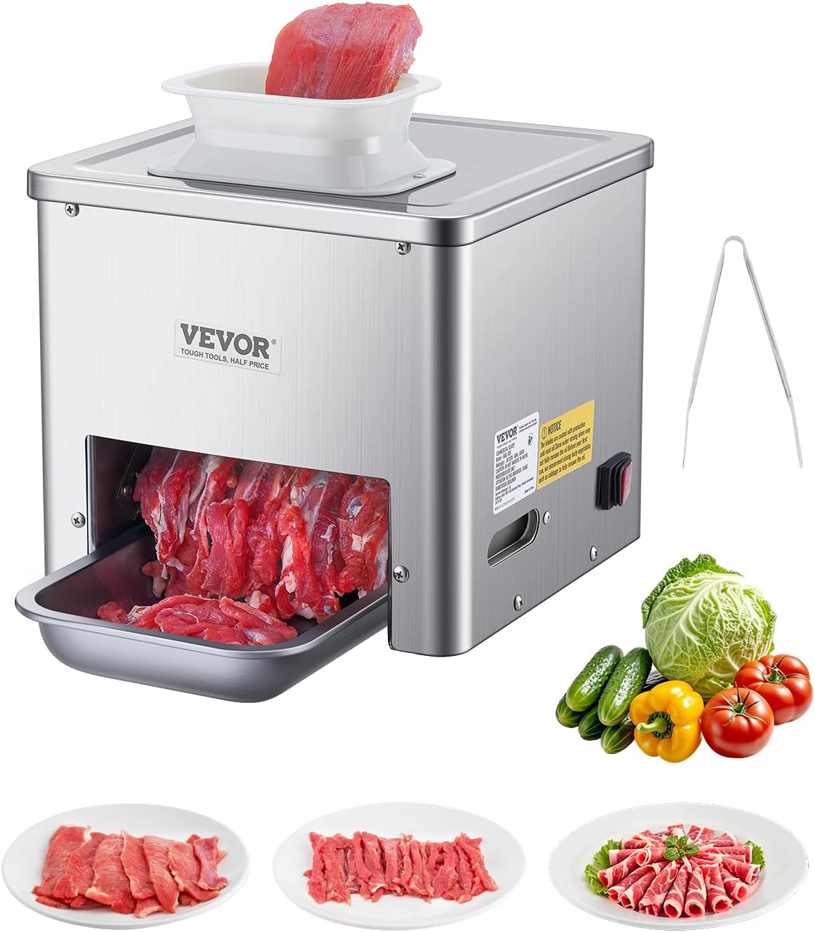 VEVOR Meat Cutter Machine, 550W Meat Slicer, 350 lb/h Commercial Meat ...