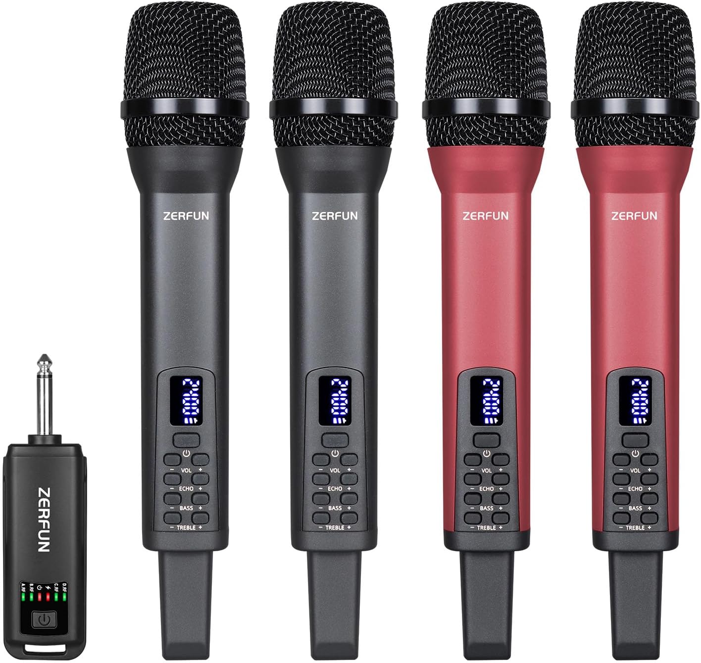 Amazon.com: ZERFUN 4 Rechargeable Wireless Microphones, Pro Handheld ...