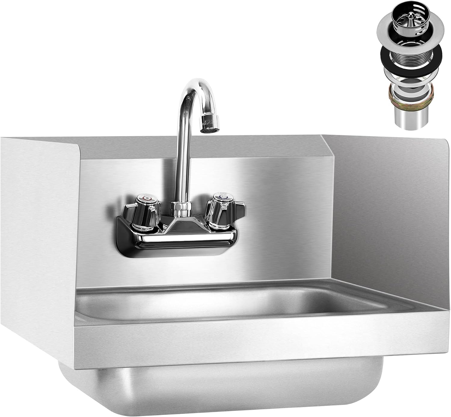 Amazon.com: BIEAMA Stainless Steel Sink NSF 17" x 15" Commercial Wall ...