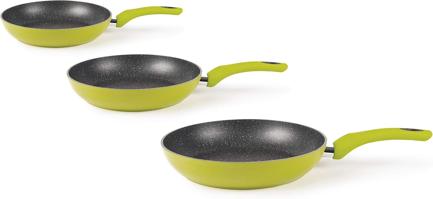 Excelsa Color Stone Set of 3 Frying Pans Forged Aluminium with Non ...