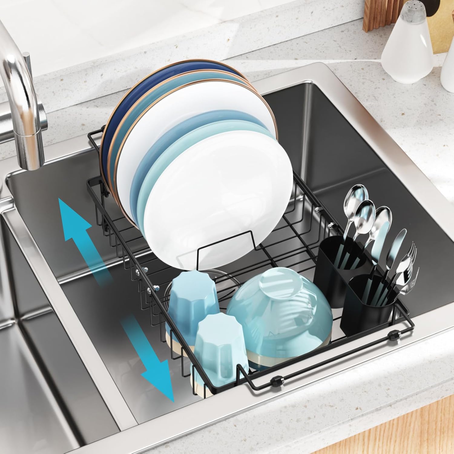 GSlife Expandable in Sink Dish Drying Rack - Adjustable Capacity Over ...