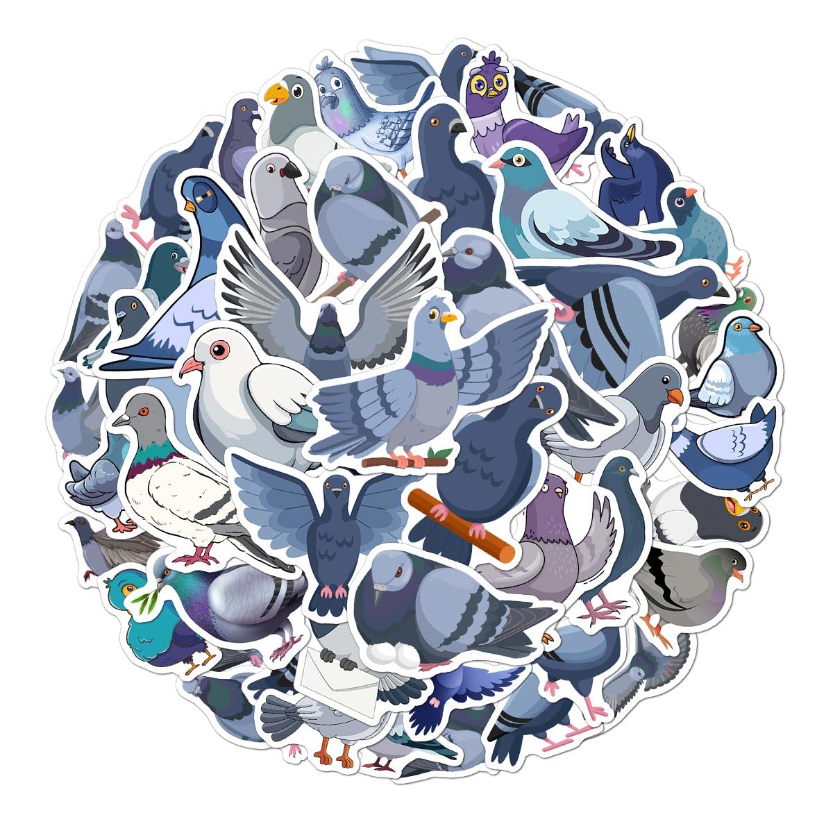 Amazon.com: Pack 50 Pcs Cute Bird Pigeon Stickers for Water Bottles ...