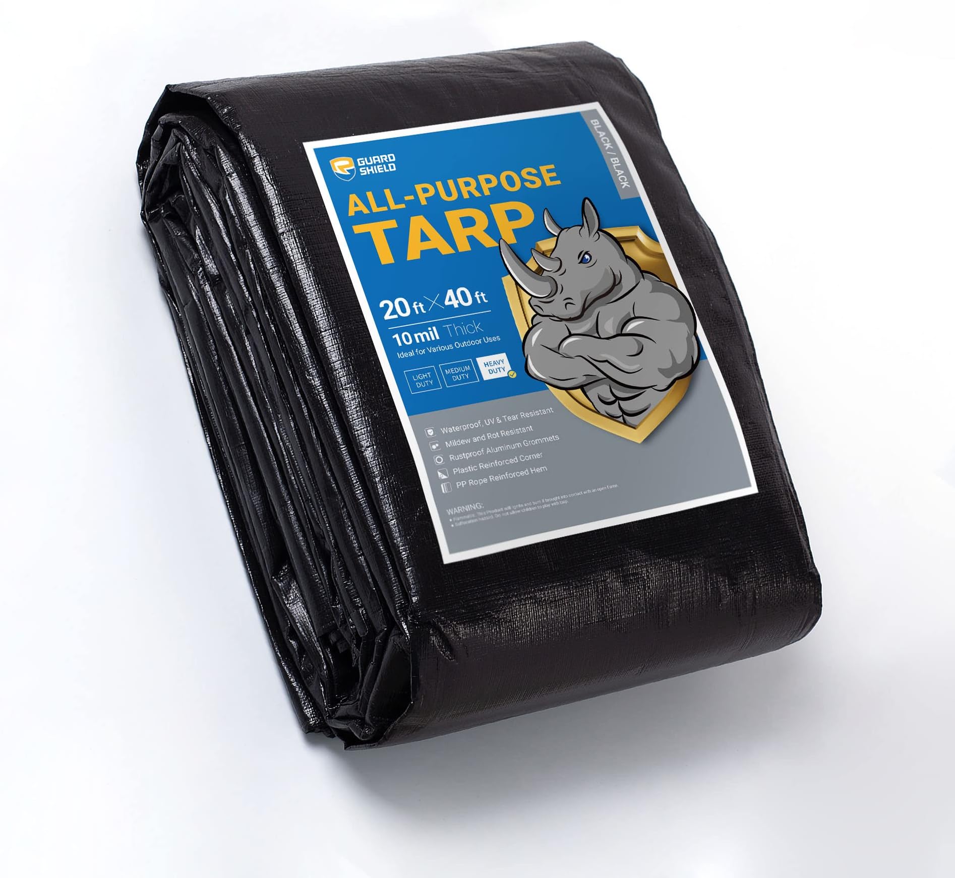 CAMPMAC Black Tarps Heavy Duty Waterproof 20x40, 12 Mil Thick, High ...