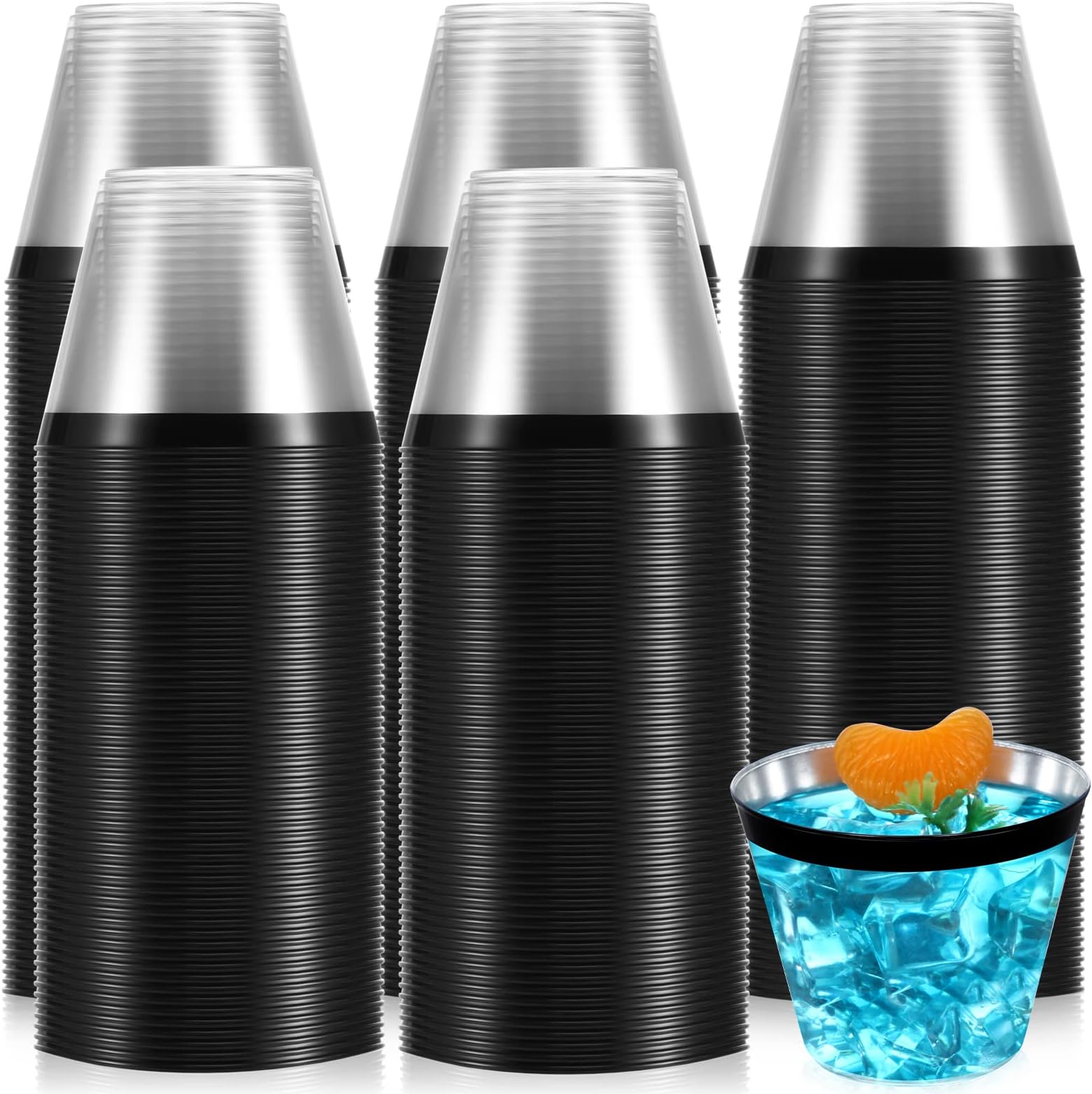 Amazon.com: Skylety 100 Pcs Plastic Cups 9 oz Disposable Wine Cups ...