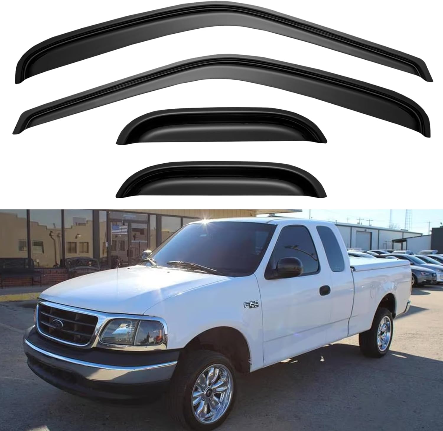 Amazon.com: Window Visors Rain Guards for 1997-2003 Ford F150 SuperCab ...
