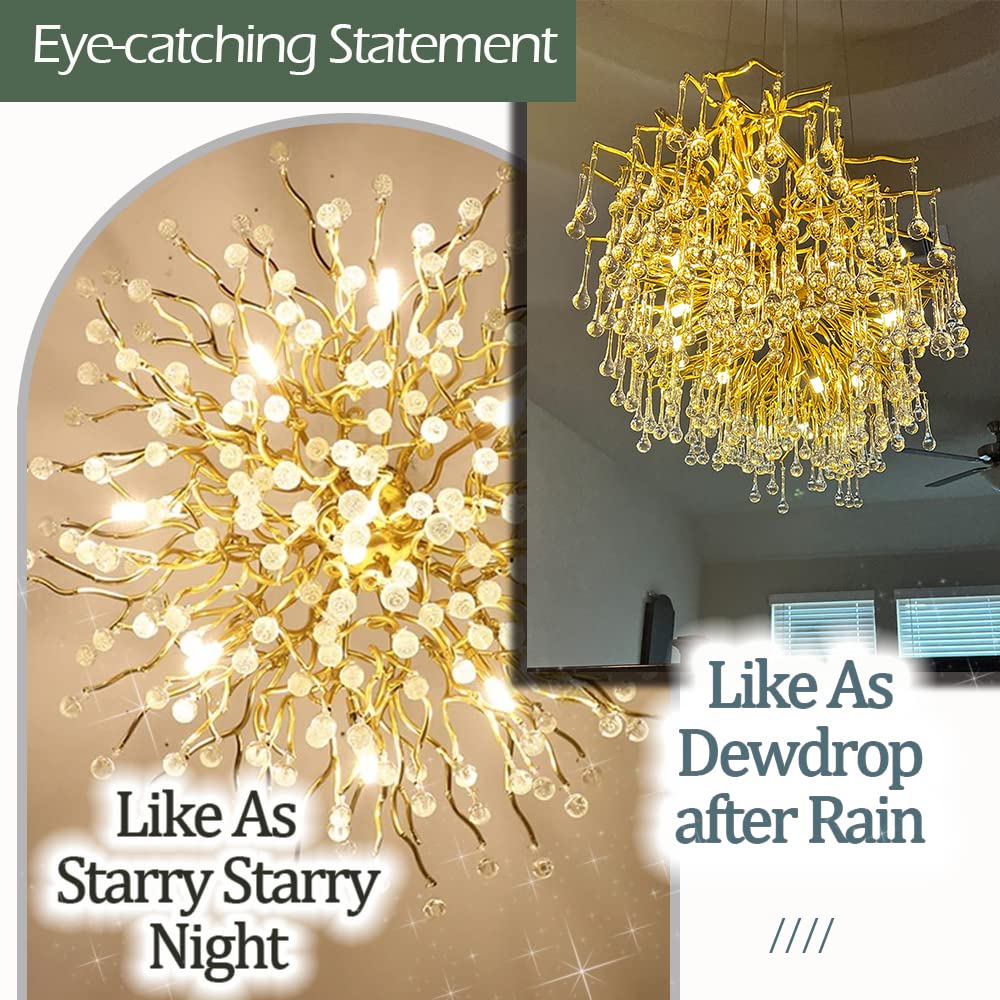 Arotikee Modern Gold Contemporary Crystal Chandelier Lighting Fixture ...