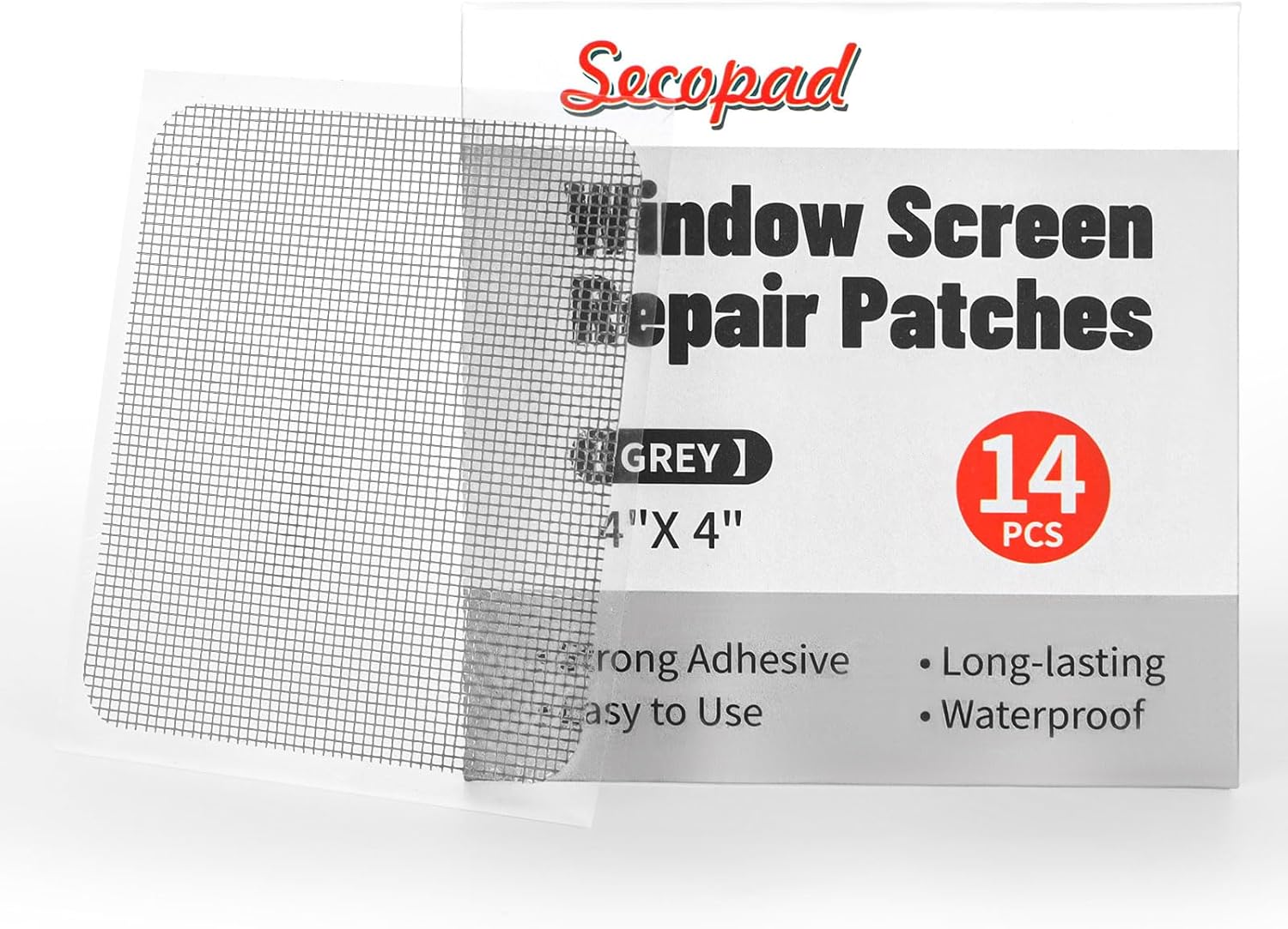 Secopad Grey/Black Screen Repair Kit, 14 PCS Window Screen Patch Repair ...