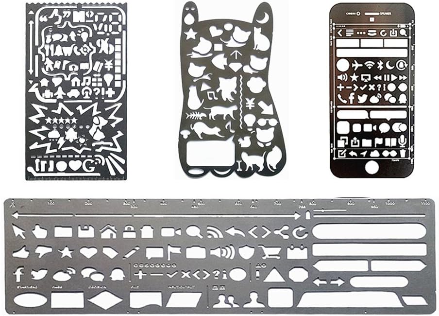 Amazon.com: Kinteshun Metal Ruler Bookmark Journal Stencil Drawing ...