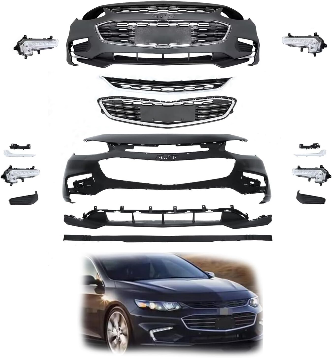 Amazon.com: Malibu Front Bumper Cover Replacement for 2016-2018 ...