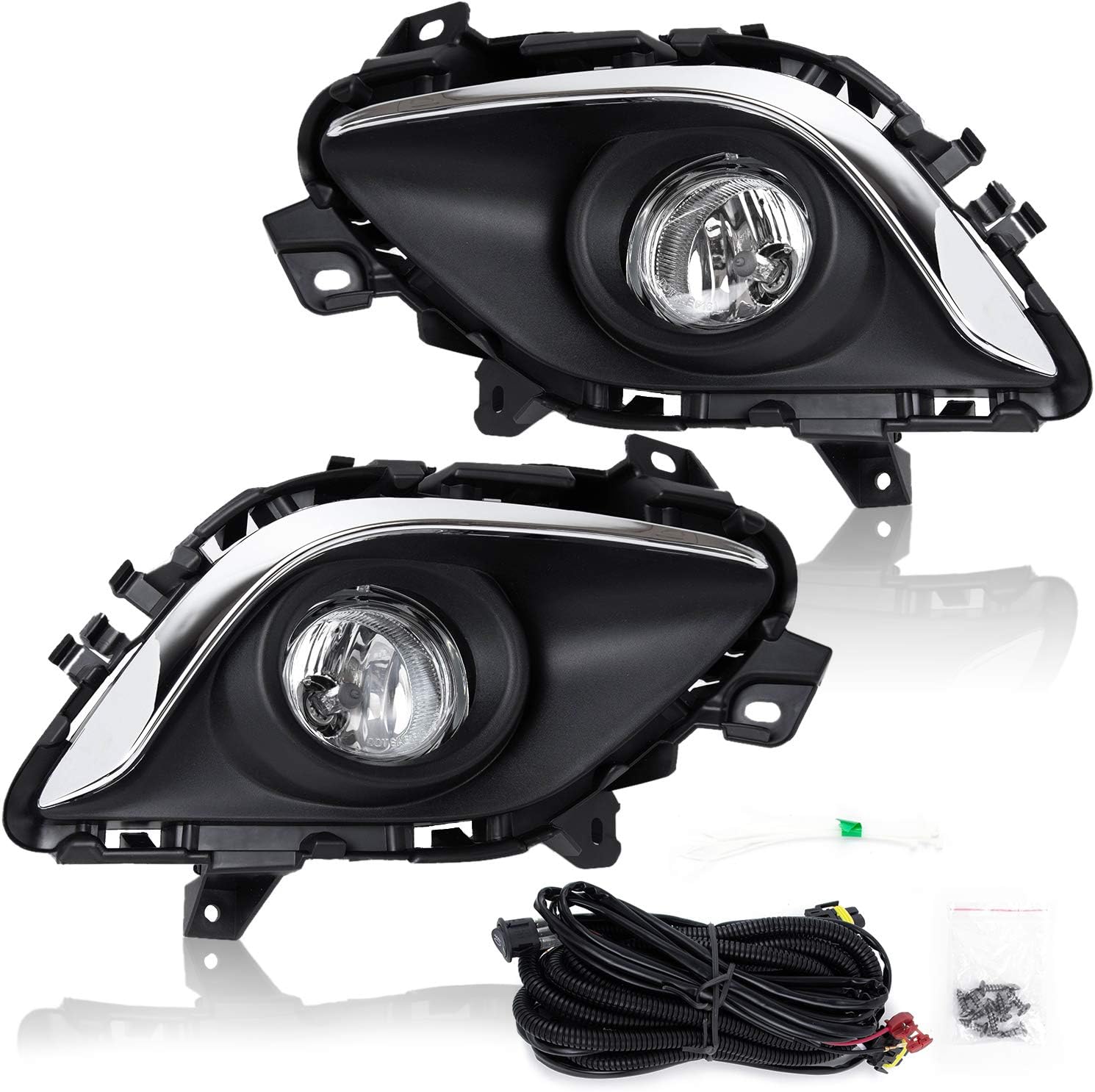 Amazon.com: Front Bumper Fog Lights+Chrome Bezel+Switch Compatible with ...