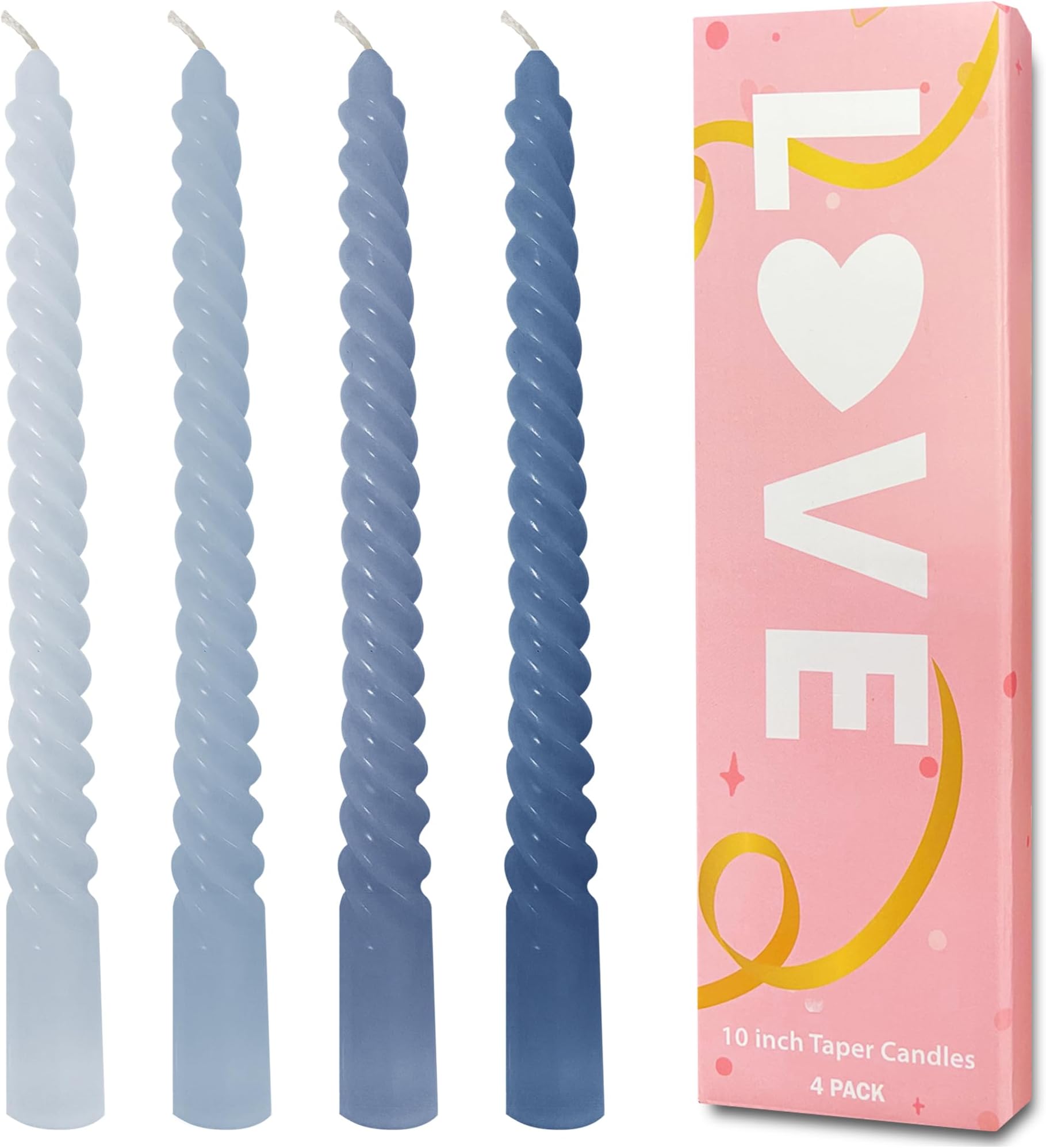 Amazon.com: Topsics Taper Candles Blue, Spiral Twisted Taper Candles ...