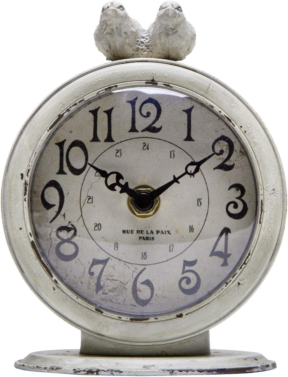 Amazon.com: Creative Co-Op Grey Pewter Mantel Clock with Birds : Home ...