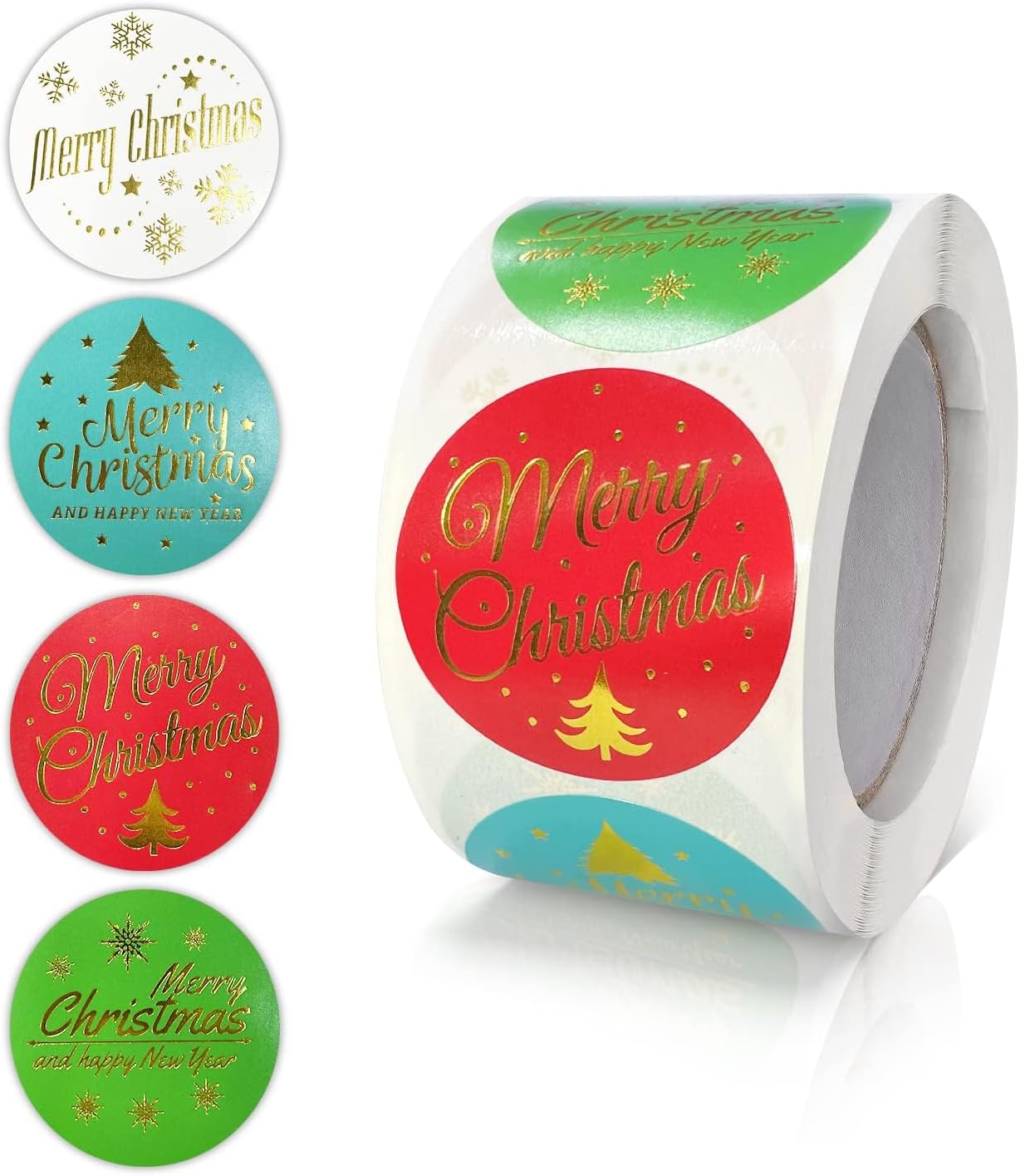 Christmas Stickers Roll 1.5 Inch Merry Xmas Sticker Removable ...