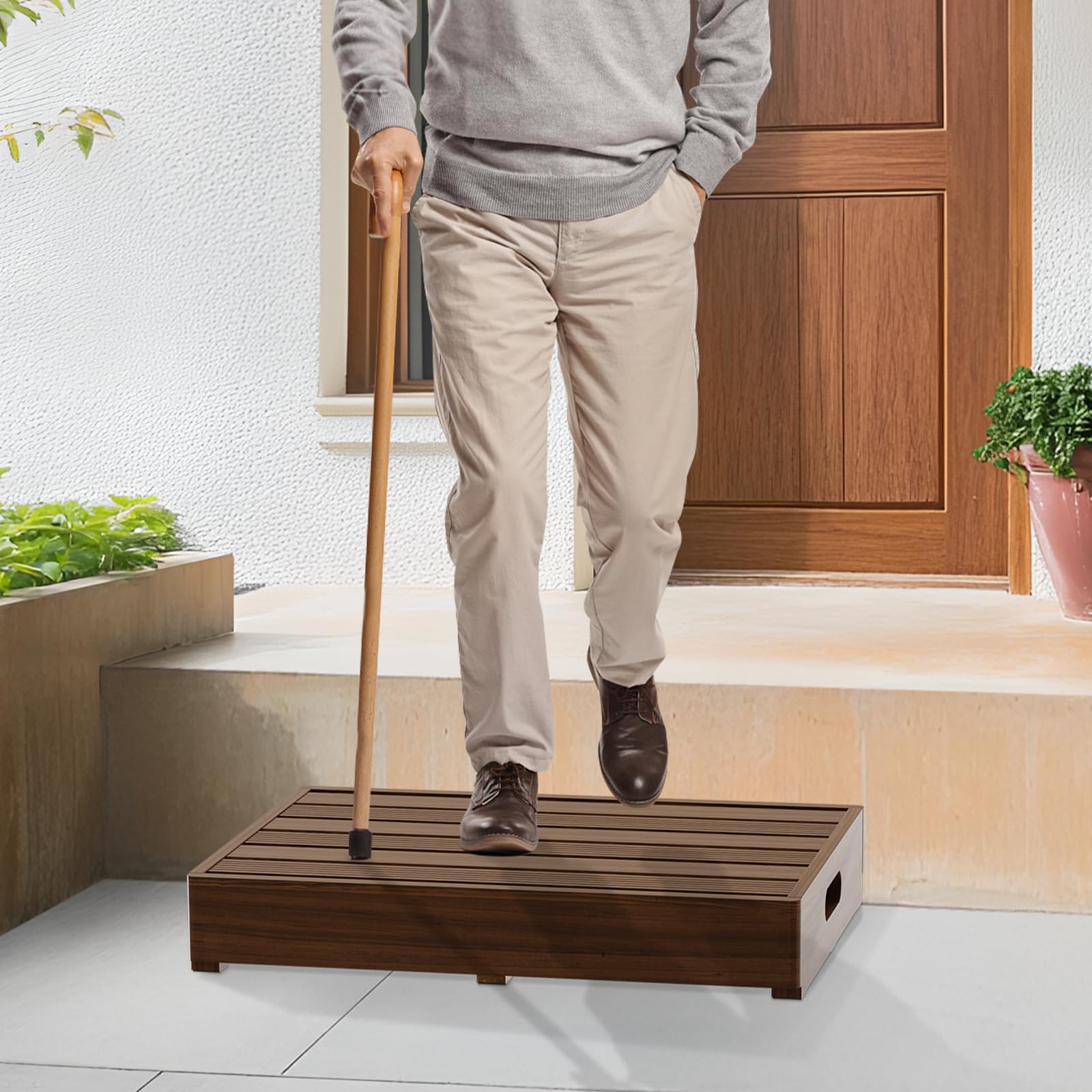 Amazon.com: One Step Stool for Elderly (No Assemble Required), Pine ...