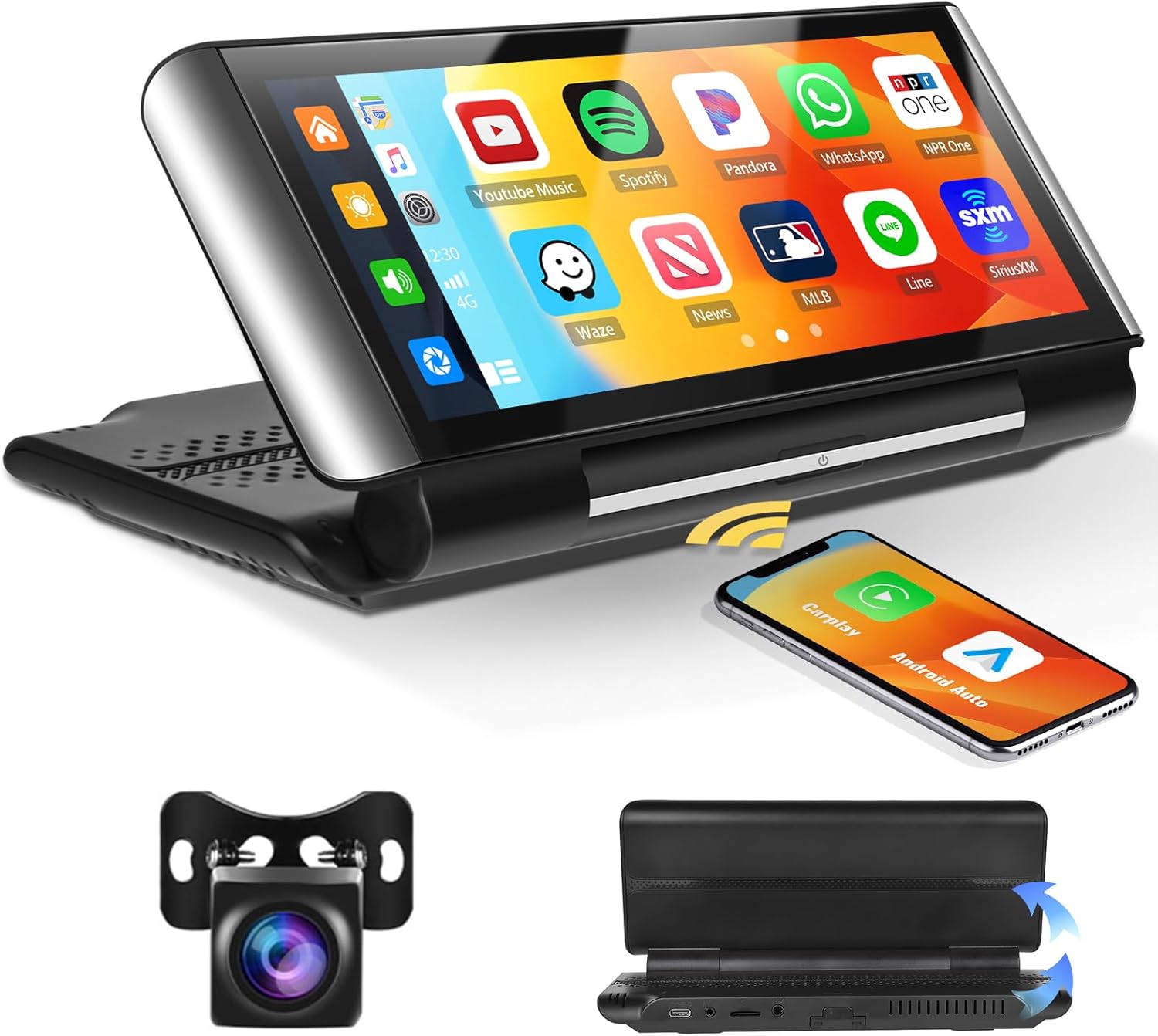 Amazon.com: Portable car Stereo Radio with Carplay Android Auto Mirror ...