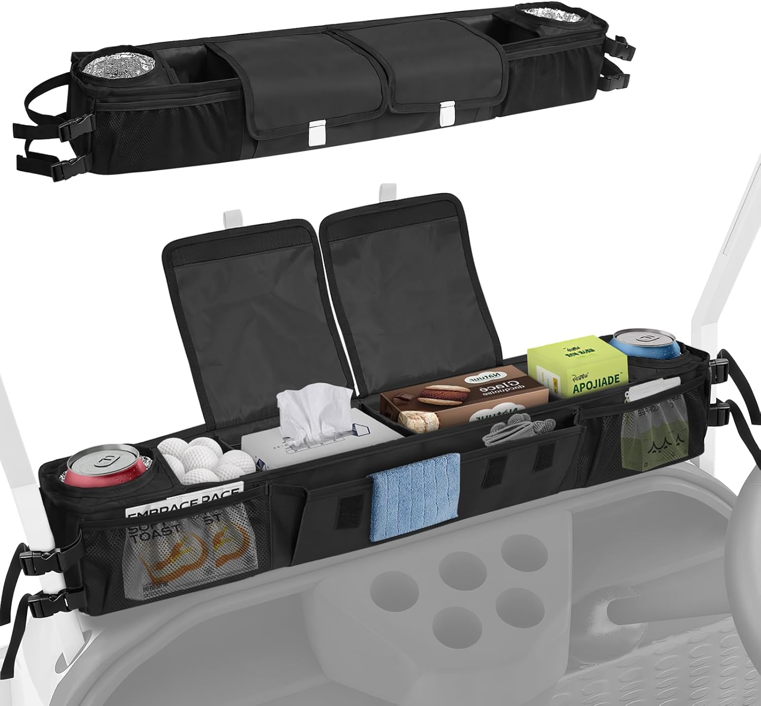 ORKELS Foldable Universal Golf Cart Storage Basket Organizer, No-Drill ...