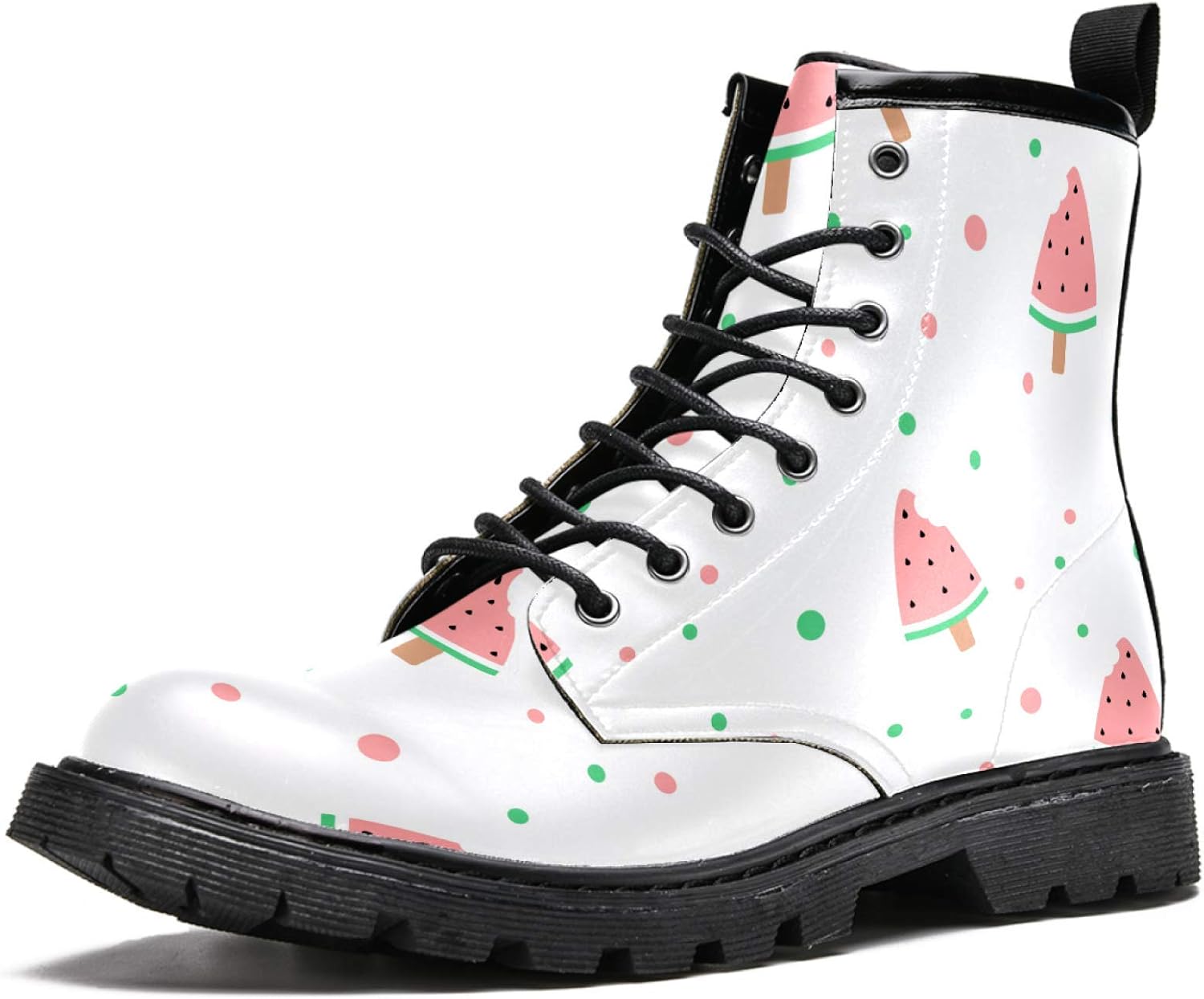 MAPOLO Men's High Top Boots Lace Up Summer Watermelon Ice Cream Winter ...