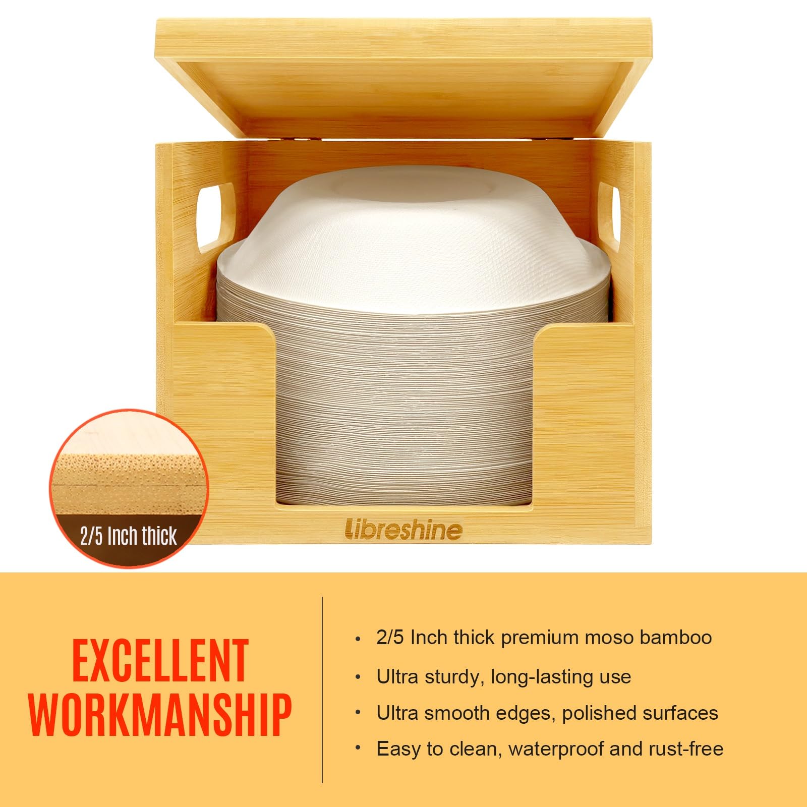 8/10/12/16/20/32 Oz Paper Bowl Dispenser, Kitchen Bamboo Paper Bowl ...