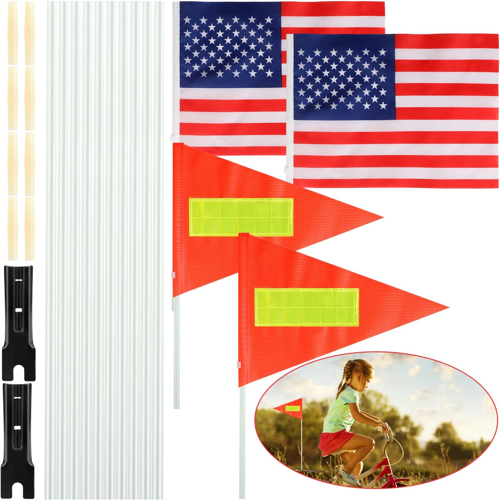 Amazon.com : Bike Flag, 6 Feet High Visibility Safety Flag with Heavy Duty Fiberglass Flag Pole ...